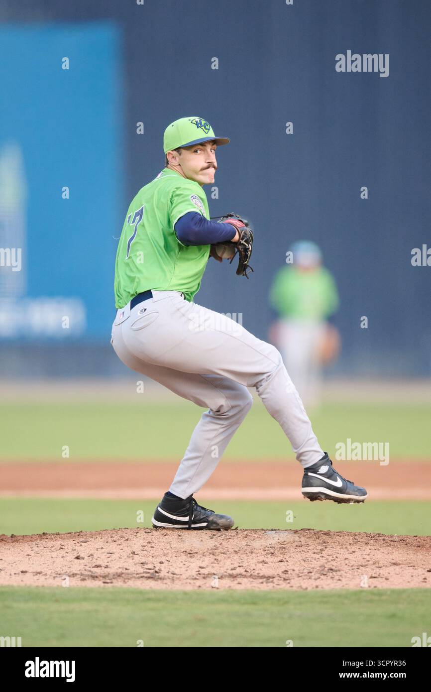 Hub City Spartanburgers pitcher Thomas Ireland (17) delivers a pitch ...