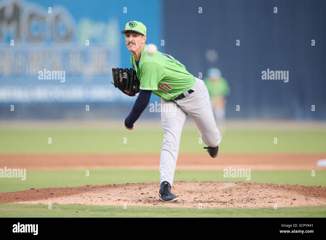 Hub City Spartanburgers pitcher Thomas Ireland (17) delivers a pitch ...