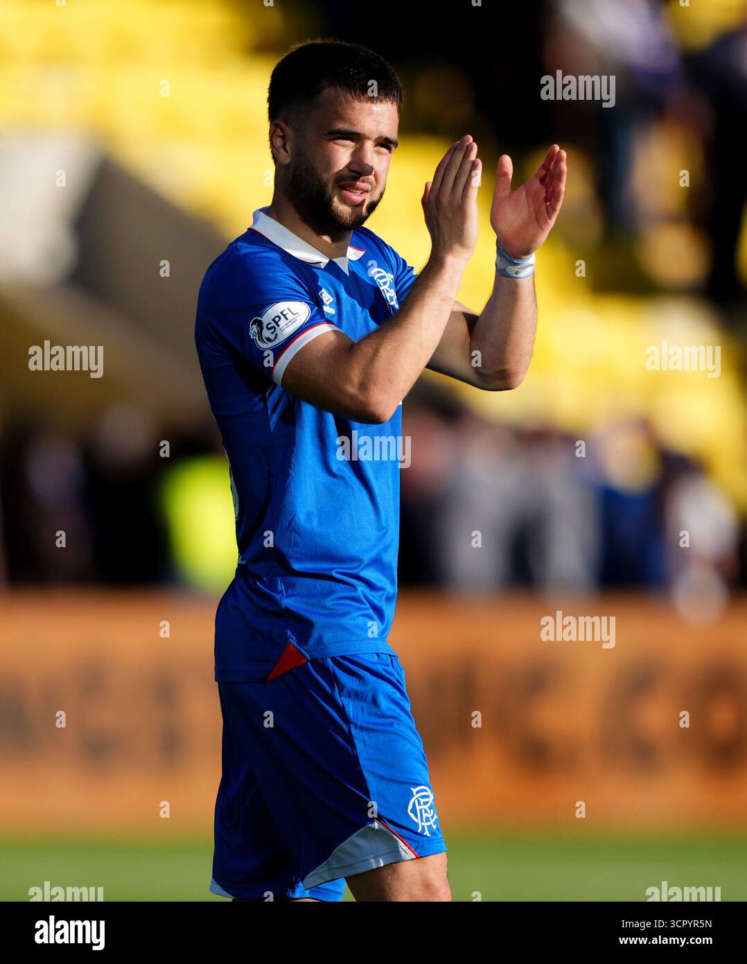 Rangers' Nicolas Raskin applauds the fans after the William Hill ...