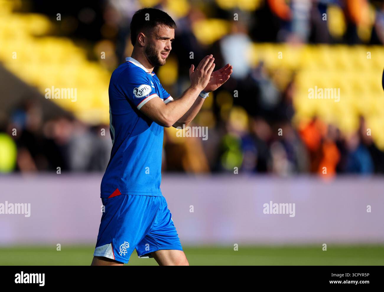 Rangers' Nicolas Raskin applauds the fans after the William Hill ...