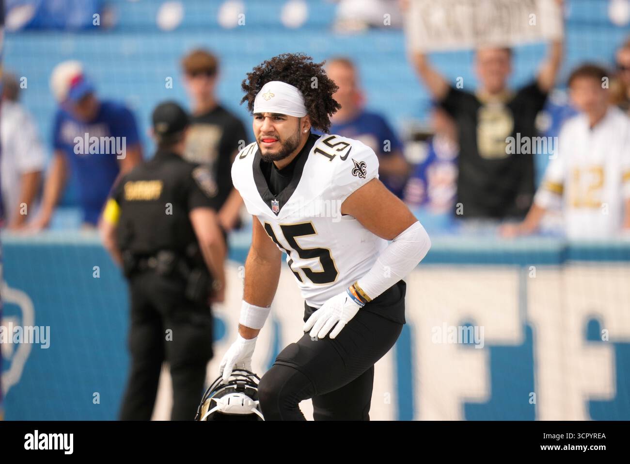 New Orleans Saints wide receiver Mason Tipton (15) warms up before an ...