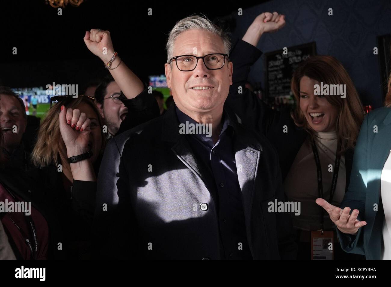 Prime Minister Sir Keir Starmer watches the Newcastle United v Arsenal ...