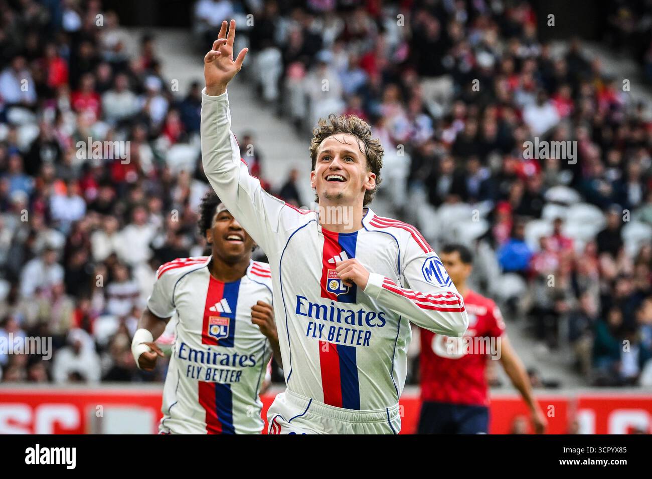 Tyler MORTON of Lyon celebrates his goal during the French championship ...
