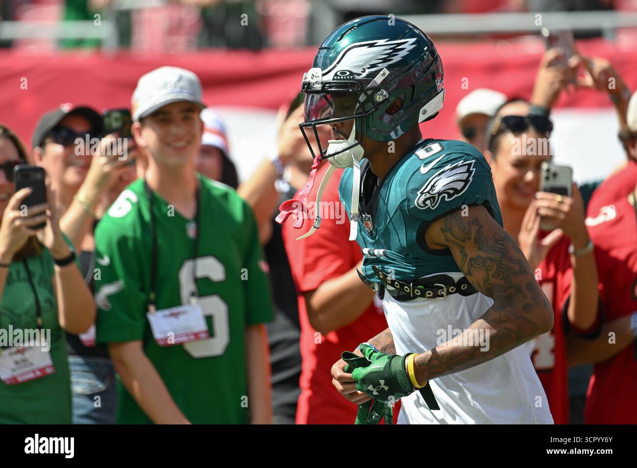 Philadelphia Eagles wide receiver Devonta Smith (6) walks on to the ...