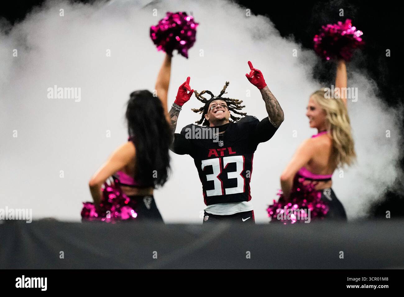 Atlanta Falcons safety Billy Bowman Jr. (33) is introduced before an ...