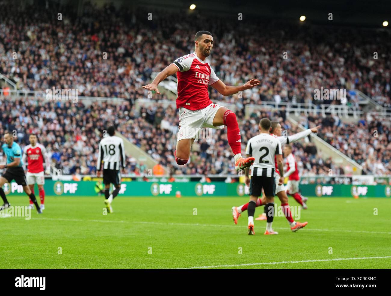 Arsenal's Mikel Merino celebrates scoring their side's first goal of ...