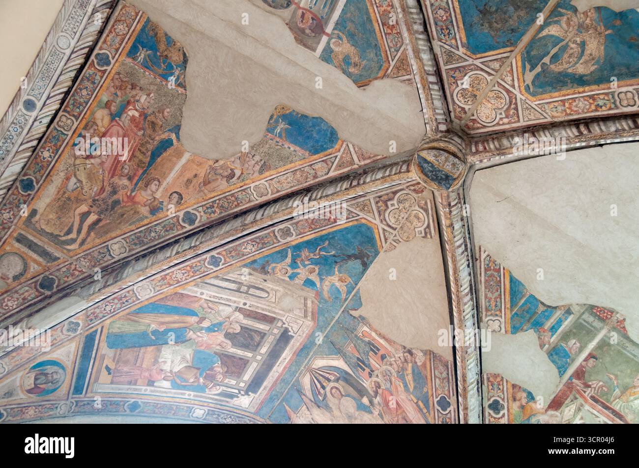 Frescoes depicting the seven sacraments in a cross vault in the church ...