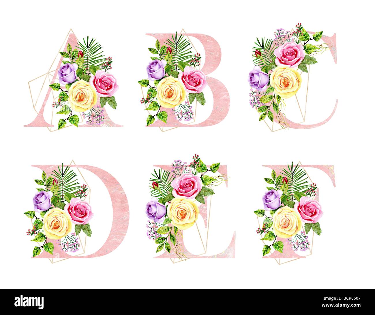 Watercolor floral alphabet Stock Photo - Alamy