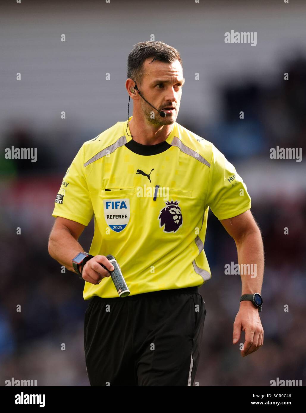 Referee Andy Madley during the Premier League match at Villa Park ...