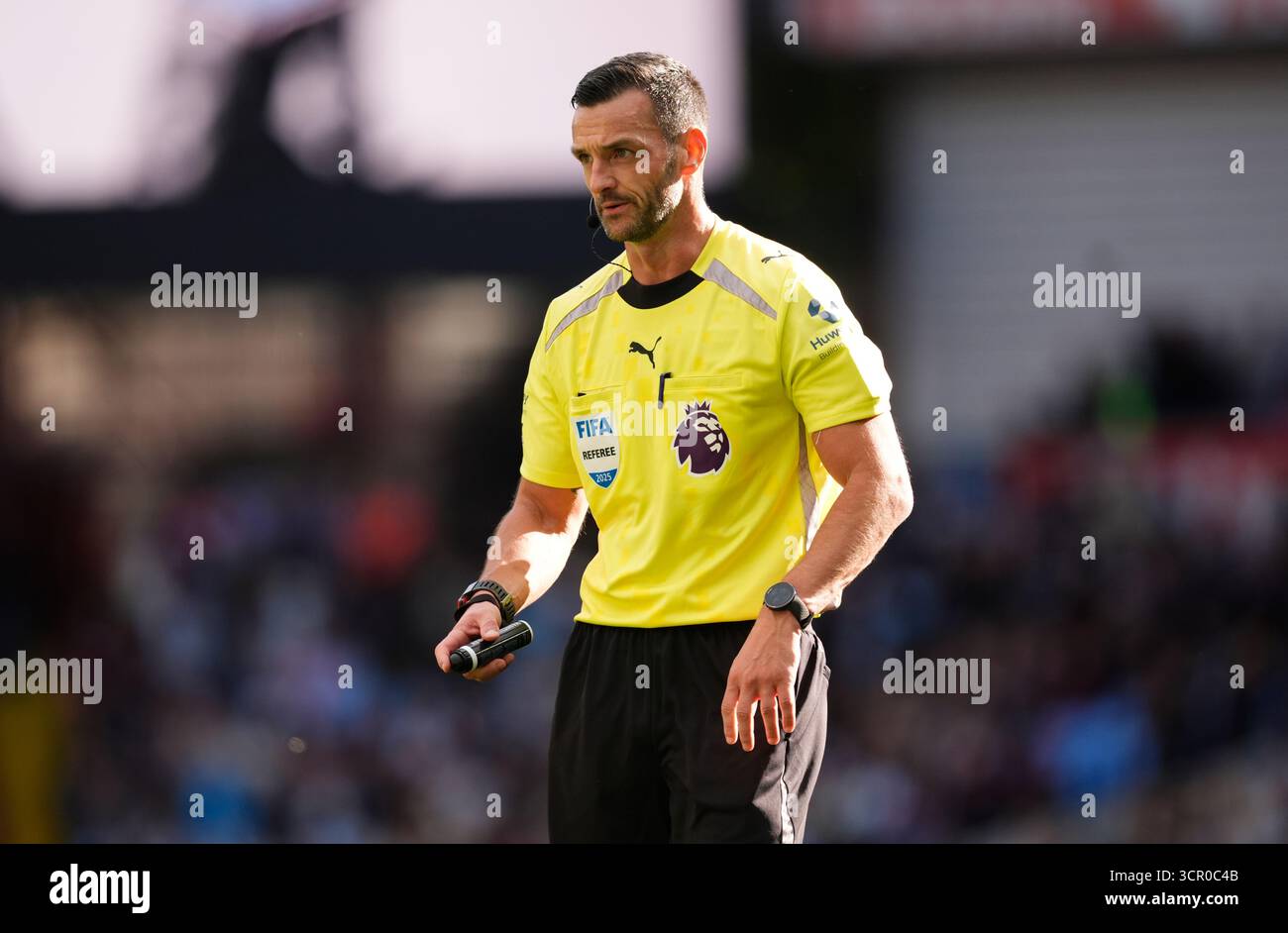 Referee Andy Madley during the Premier League match at Villa Park ...
