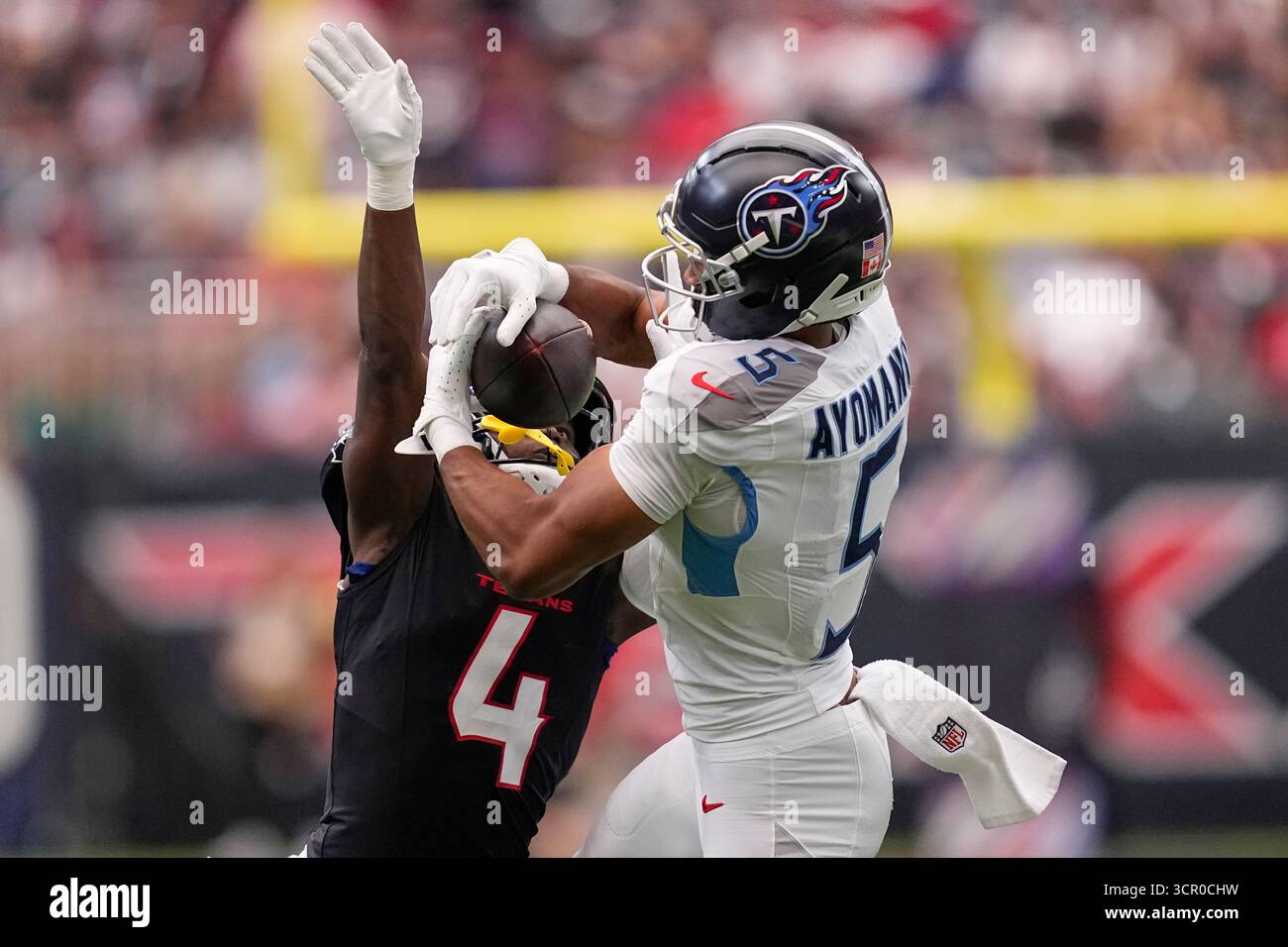 Houston Texans cornerback Kamari Lassiter (4) breaks up a pass intended ...