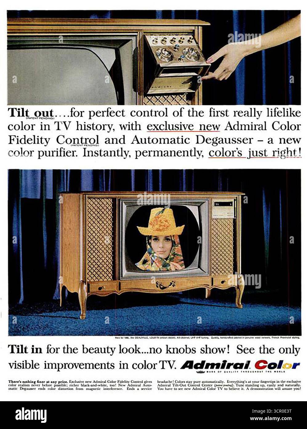 1964 Admiral Color Console TV With Tilt Control Ad Stock Photo - Alamy