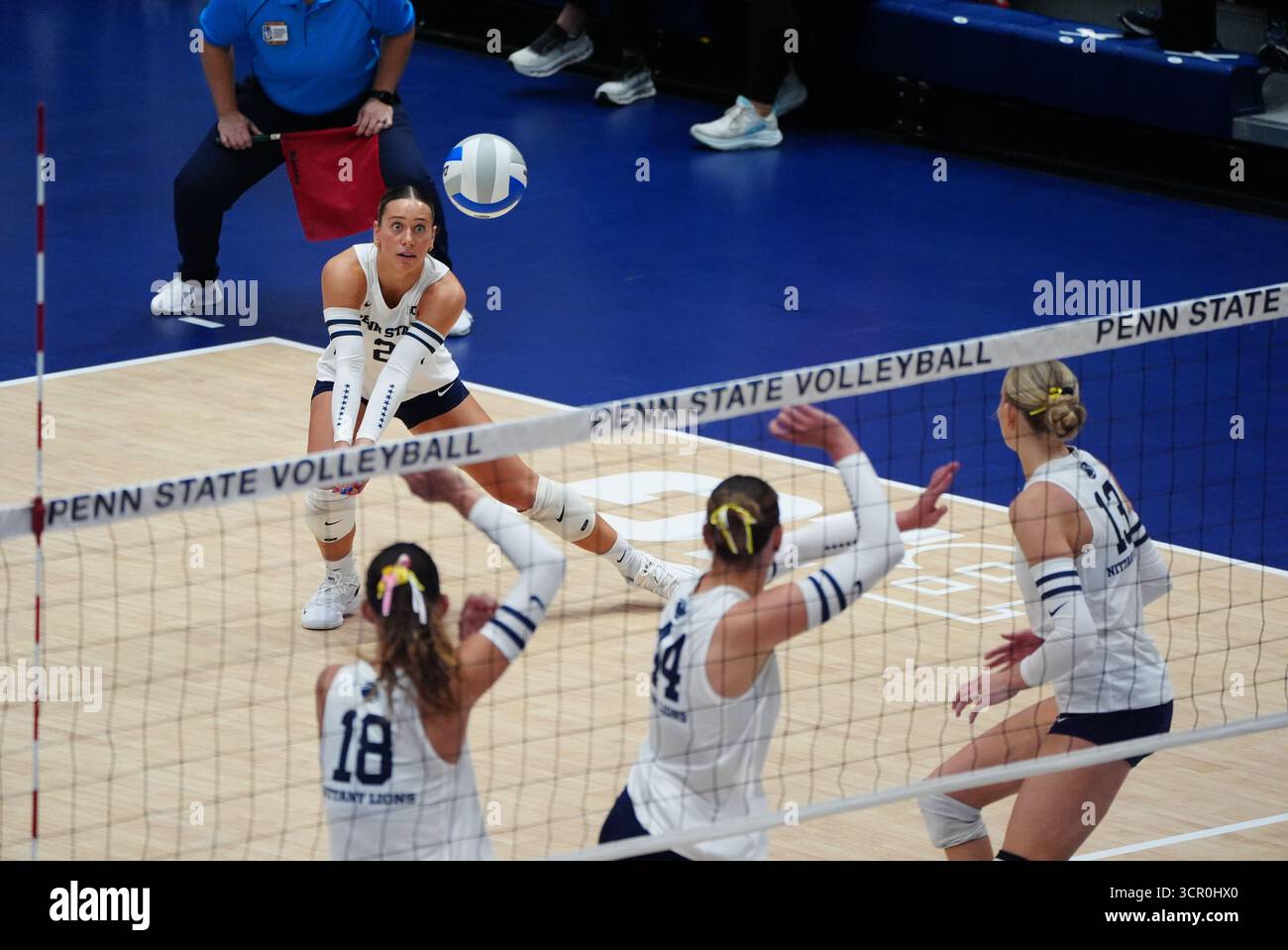 Penn State's libero Ava Falduto (2) digs during an NCAA college ...