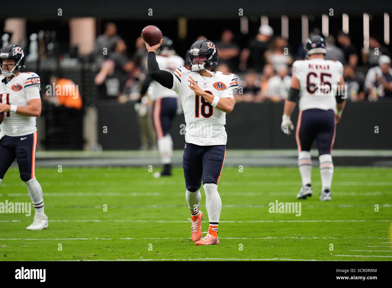Chicago Bears quarterback Caleb Williams warms up before the team's NFL ...
