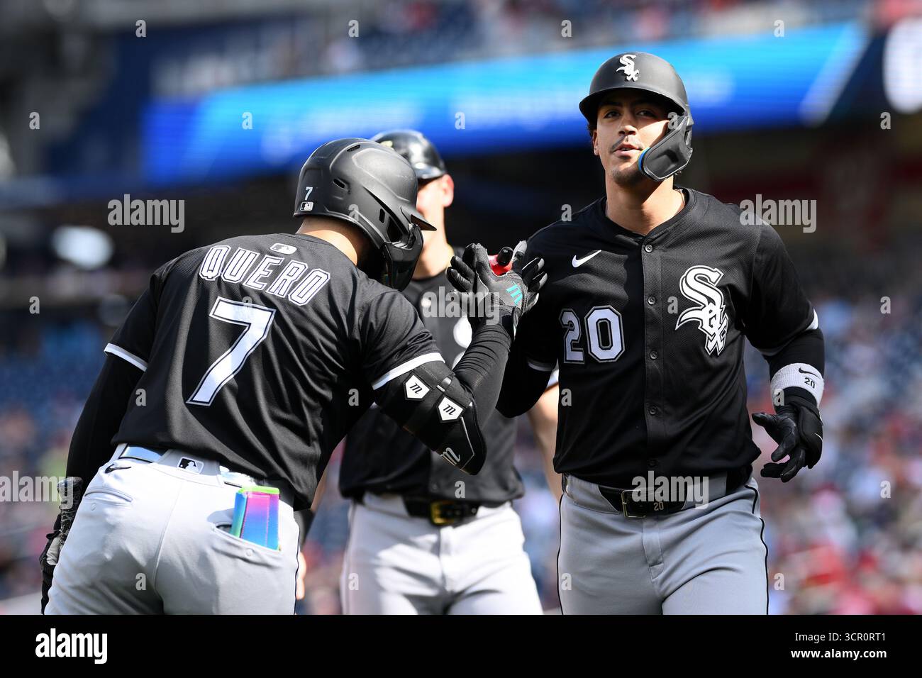 Chicago White Sox's Miguel Vargas (20) celebrates after his two-run ...