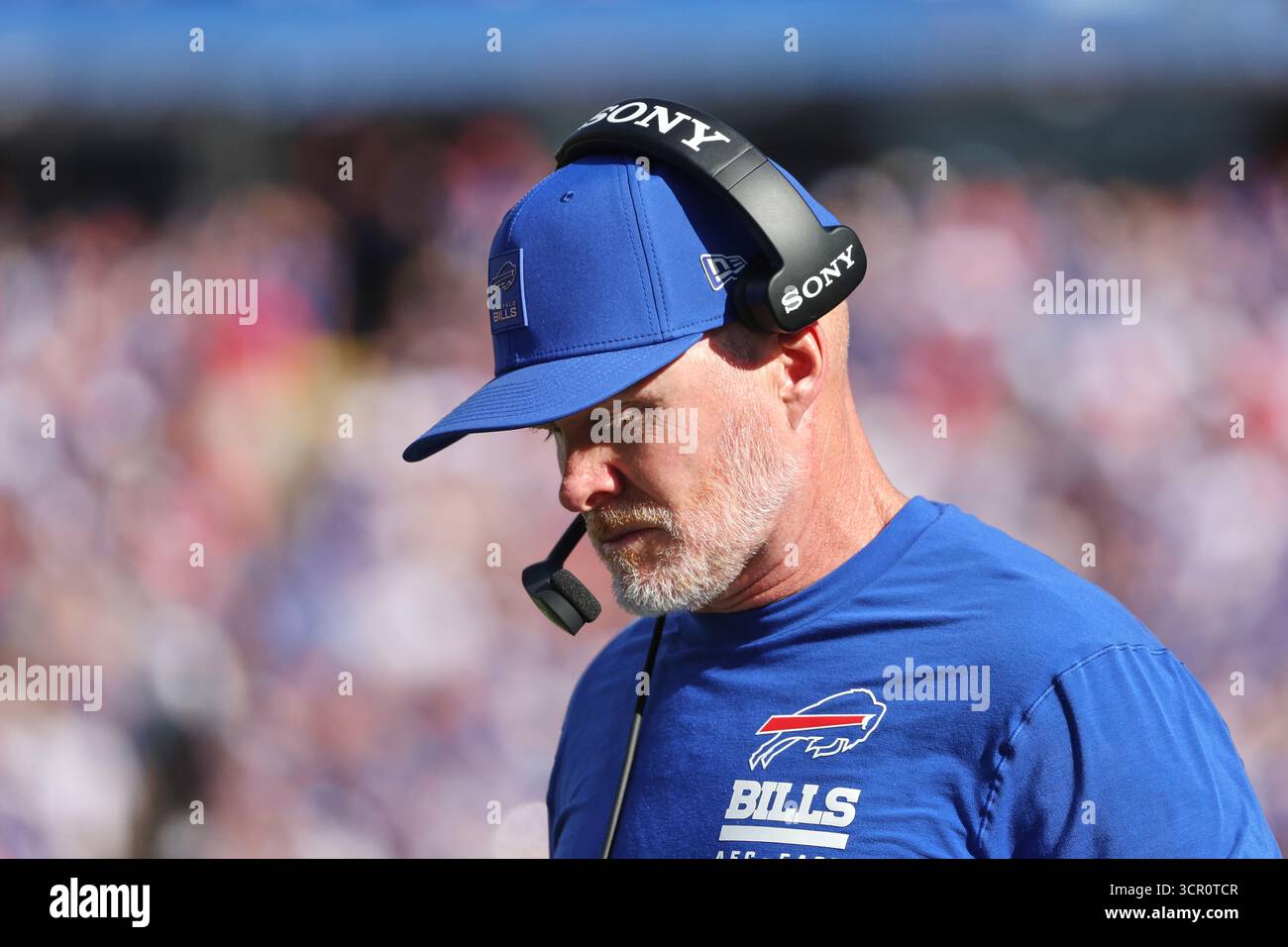 Buffalo Bills head coach Sean McDermott walks on the sideline in the ...