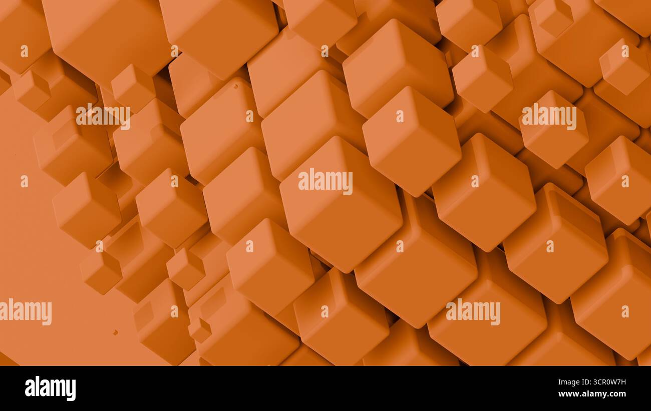Colorful orange cubes create an engaging visual display with depth and ...