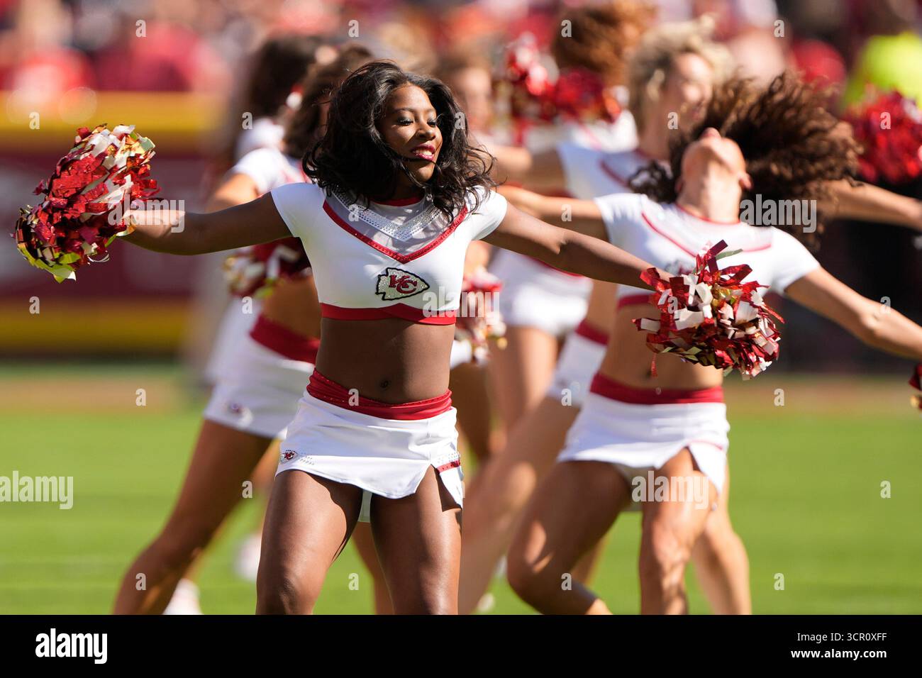 Cheerleaders perform before an NFL football game between the Kansas ...