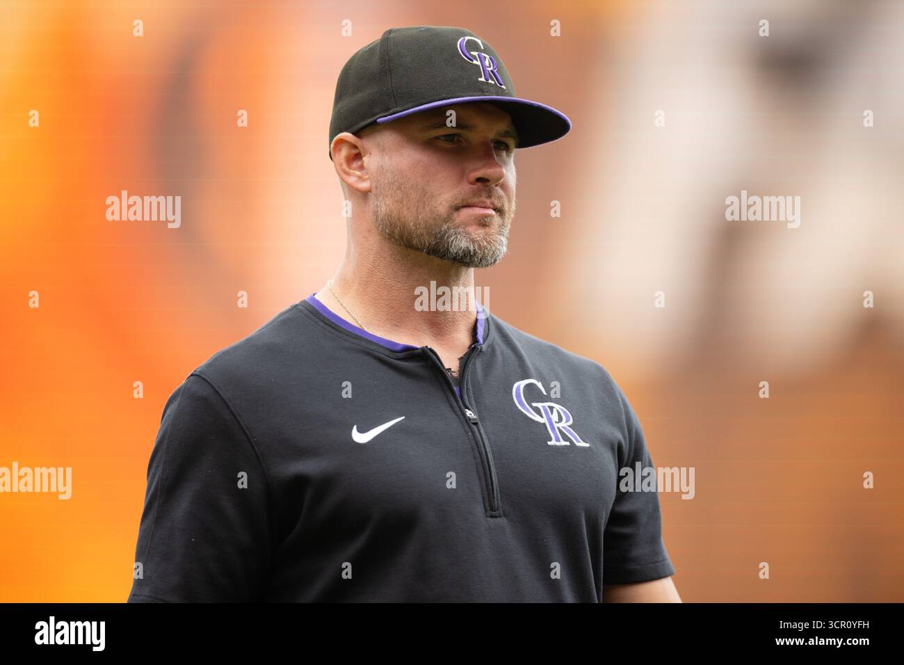Colorado Rockies manager Warren Schaeffer looks on after making a ...