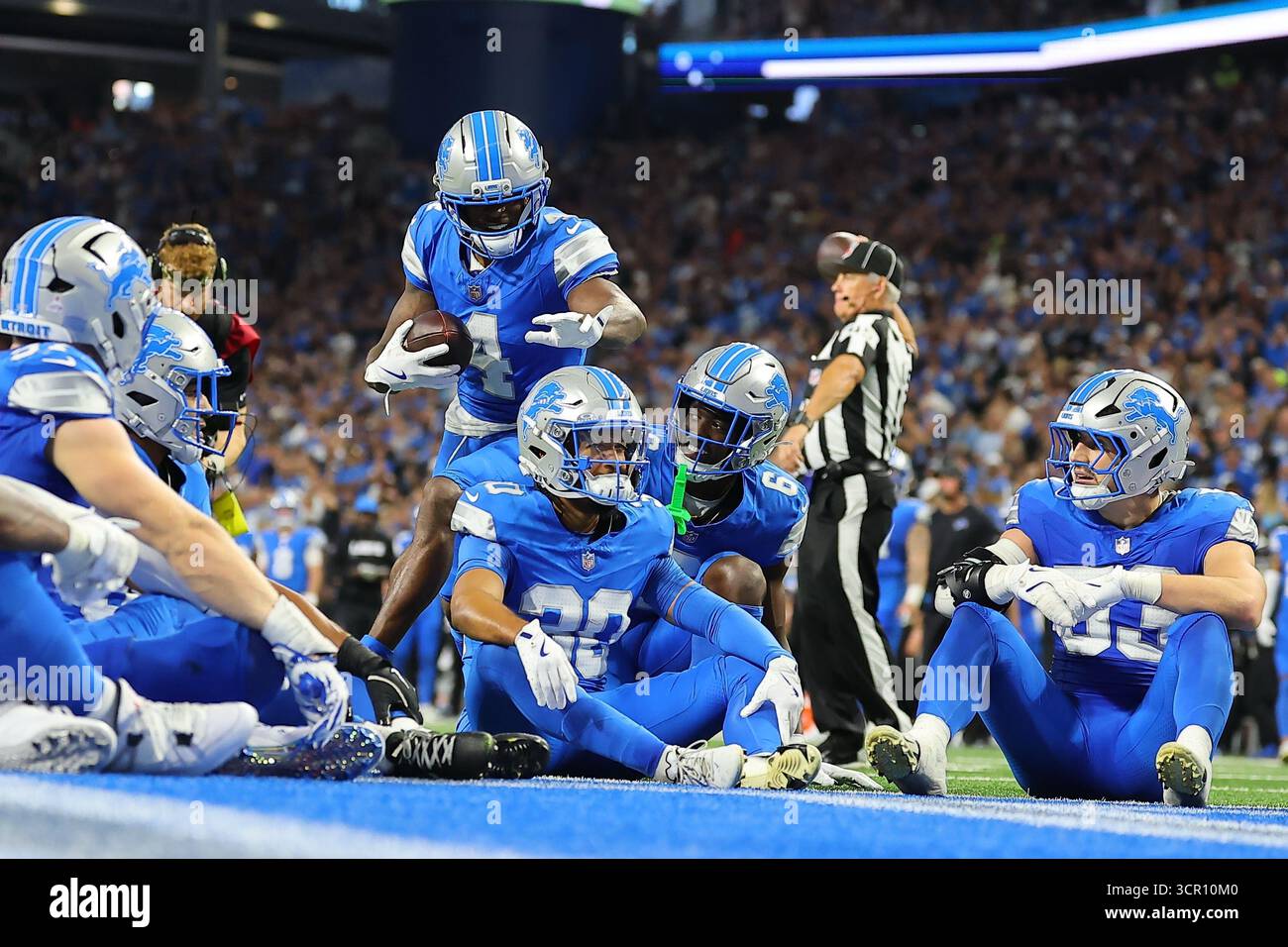 Detroit Lions cornerback DJ. Reed (4) reacts after an interception ...