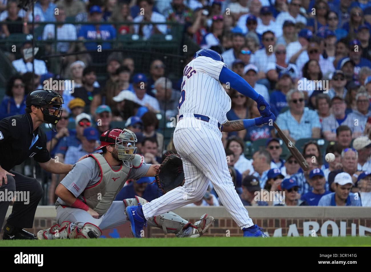 Chicago Cubs' Moisés Ballesteros hits a one-run single during the ...