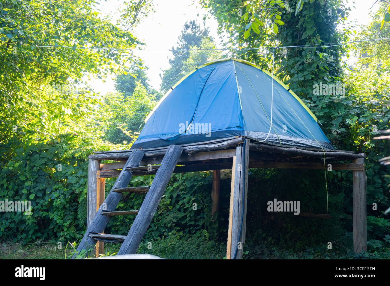 Tents on elevated wooden hi-res stock photography and images - Alamy