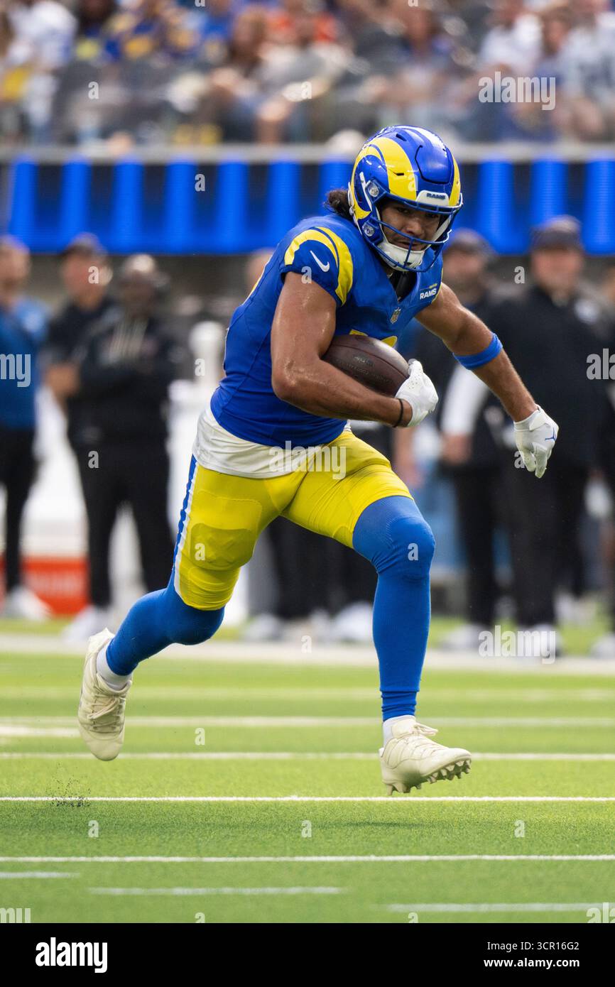 Los Angeles Rams wide receiver Puka Nacua (12) runs with the ball ...