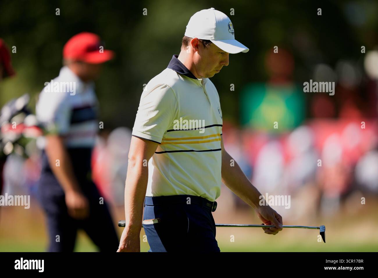 Europe's Matthew Fitzpatrick walks on the seventh hole during their ...