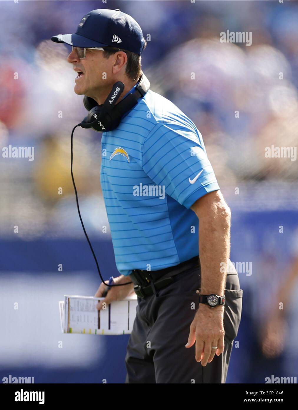 Los Angeles Chargers head coach Jim Harbaugh during the second quarter ...