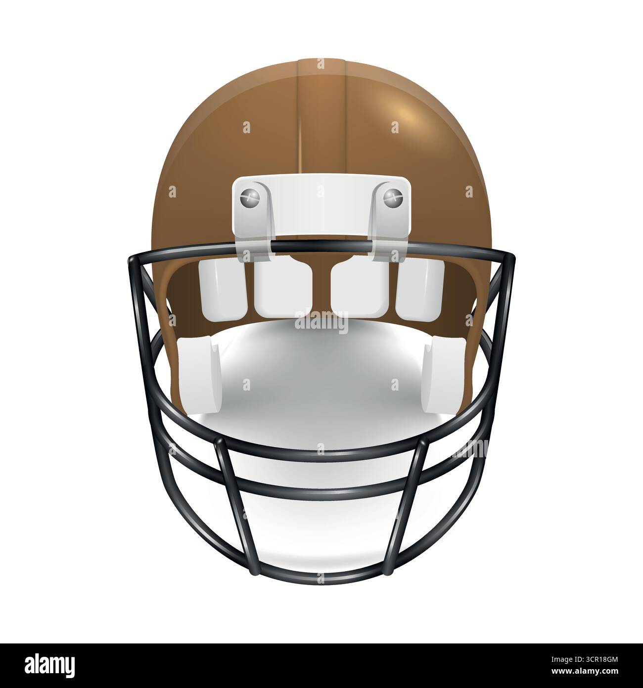 Vector 3d Realistic Football Helmet Icon, Front View. Brown American ...