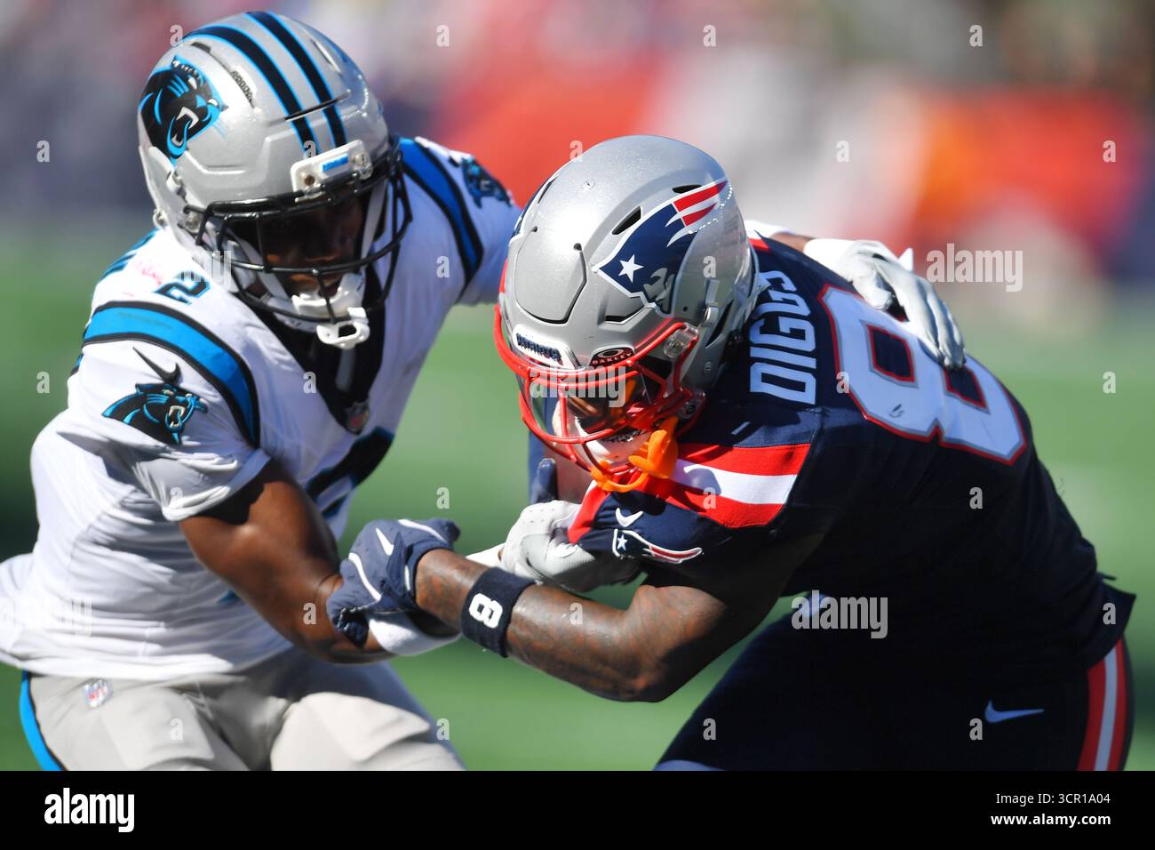 Carolina Panthers cornerback Mike Jackson (2) tackles New England ...