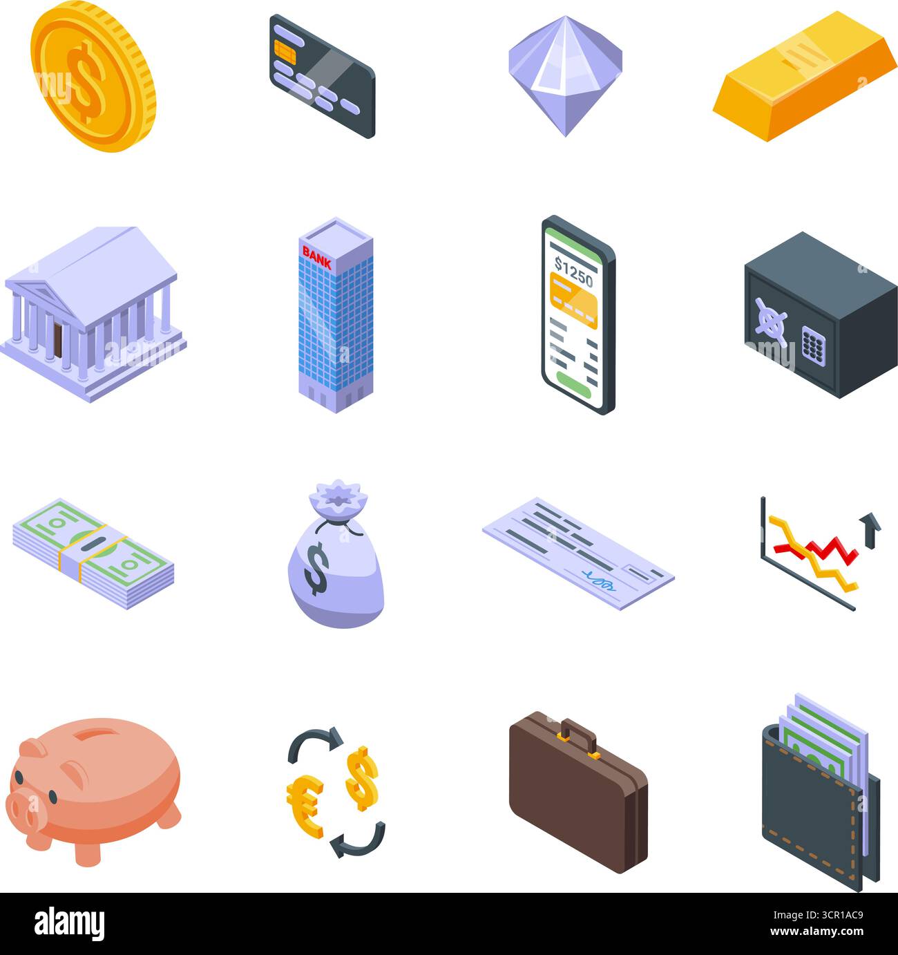 Cartoon 3d financial icons Cut Out Stock Images & Pictures - Alamy