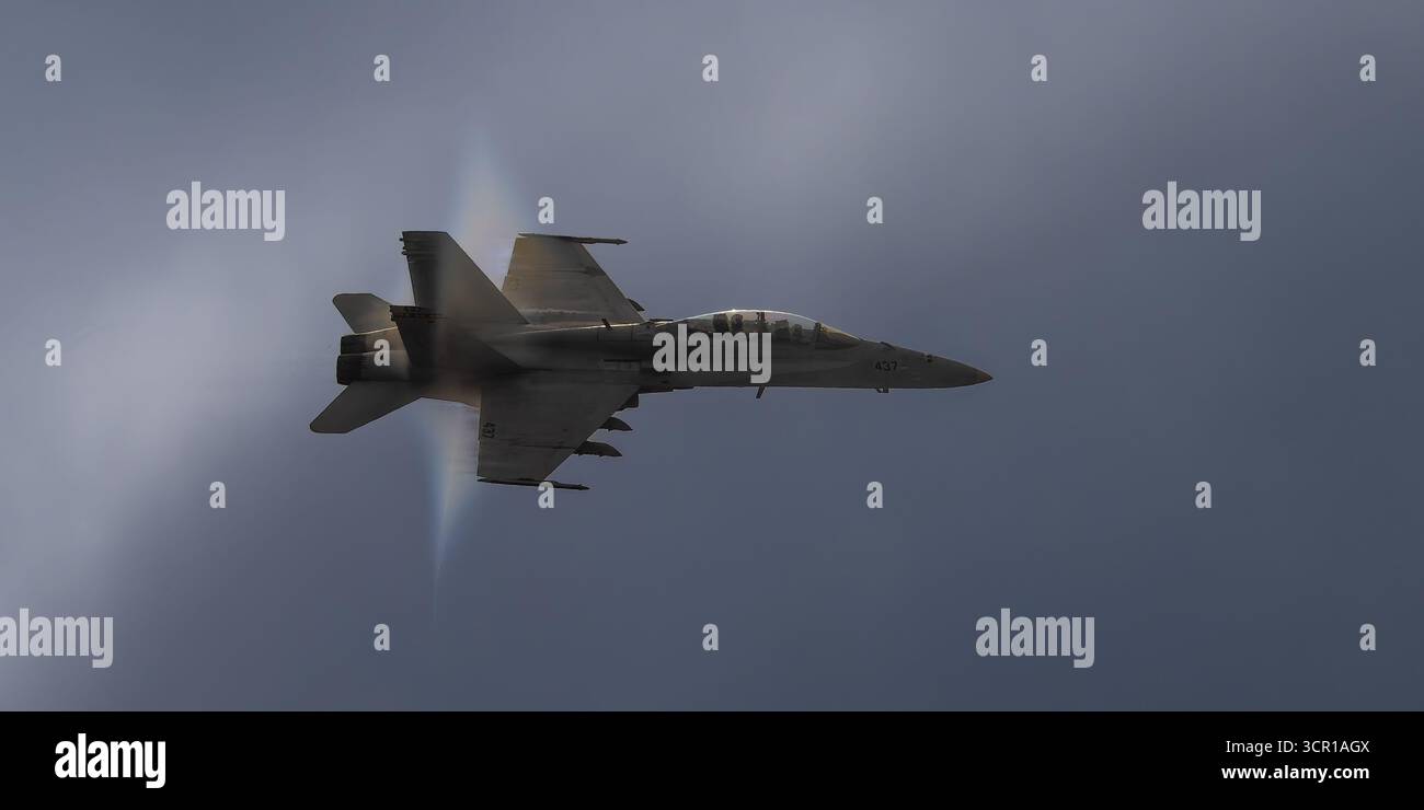 September 27, 2025: A USMC F/A-18 Hornet aircraft performing maneuvers ...
