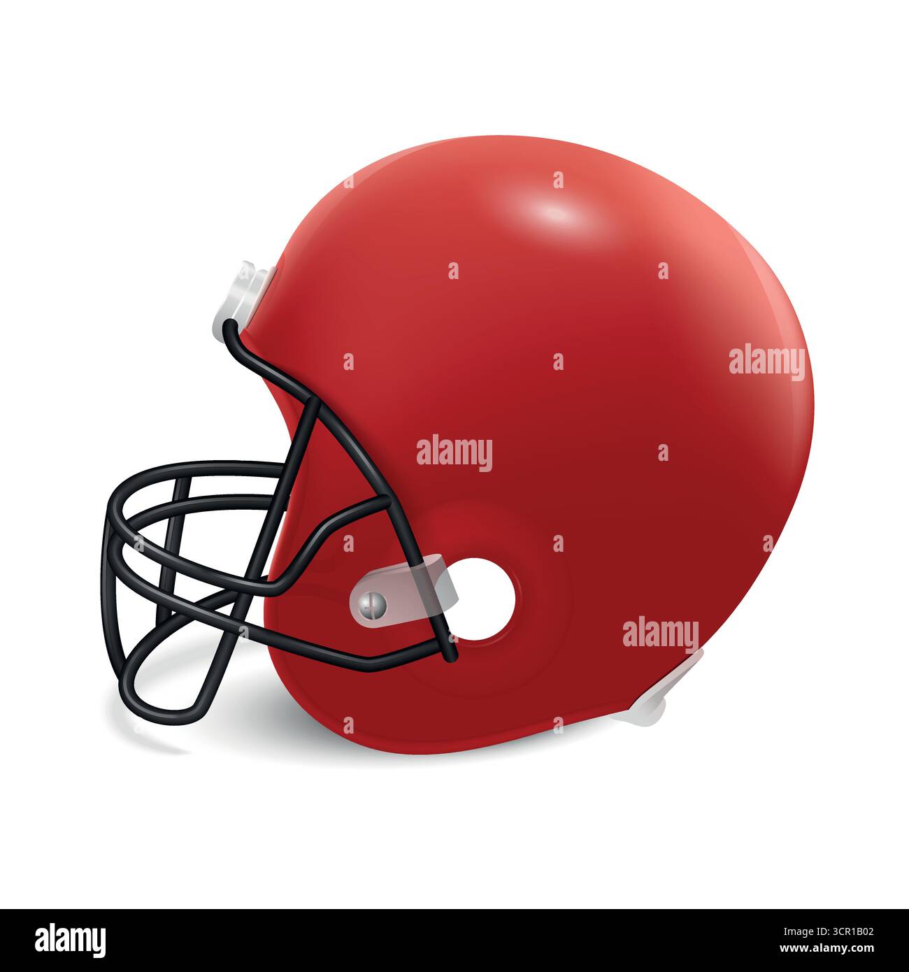 Vector 3d Realistic Football Helmet Icon, Side View. Red American ...