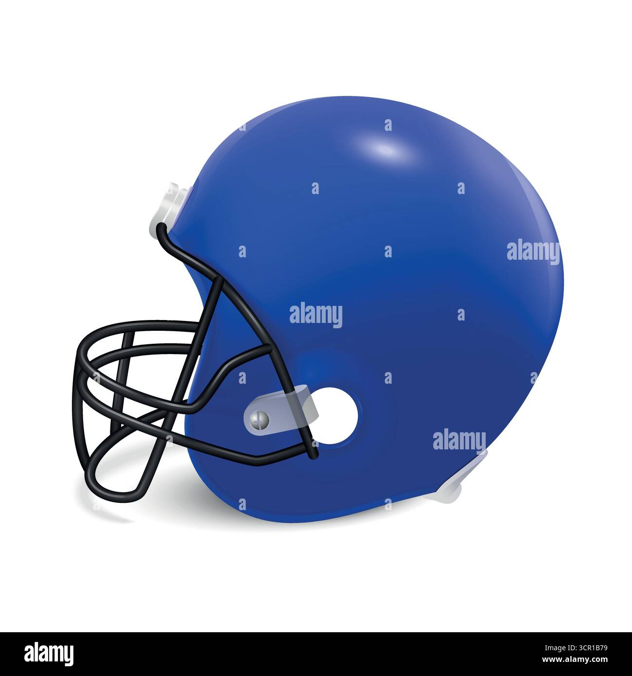 Vector 3d Realistic Football Helmet Icon, Side View. Blue American ...