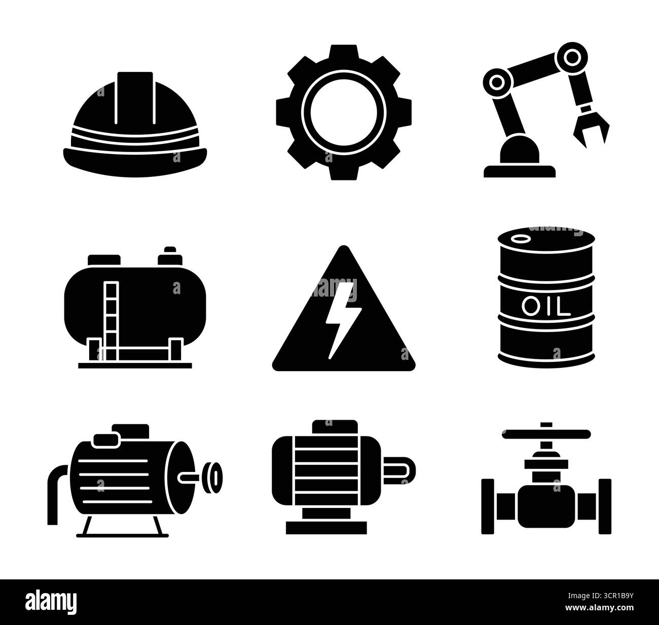 A collection of industrial icons illustrating essential symbols in ...