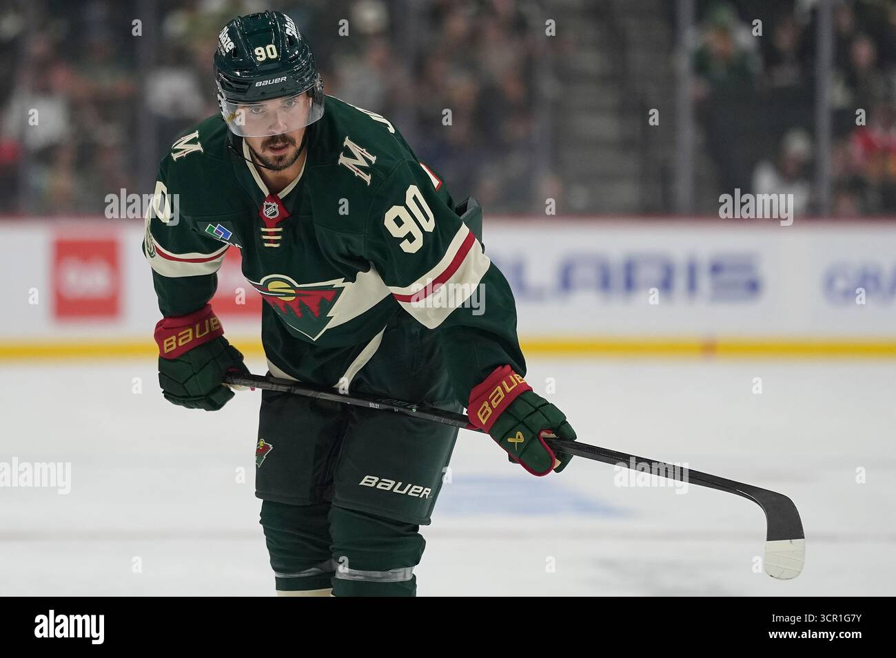 Minnesota Wild left wing Marcus Johansson (90) stands on the ice during ...