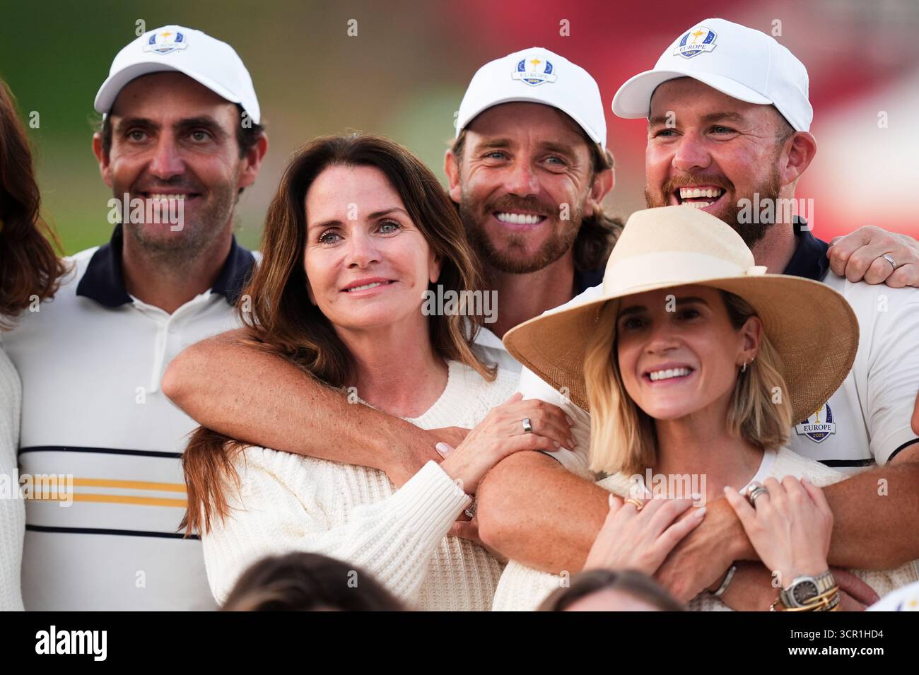 Tommy Fleetwood of Team Europe with his wife Clare Fleetwood on day ...