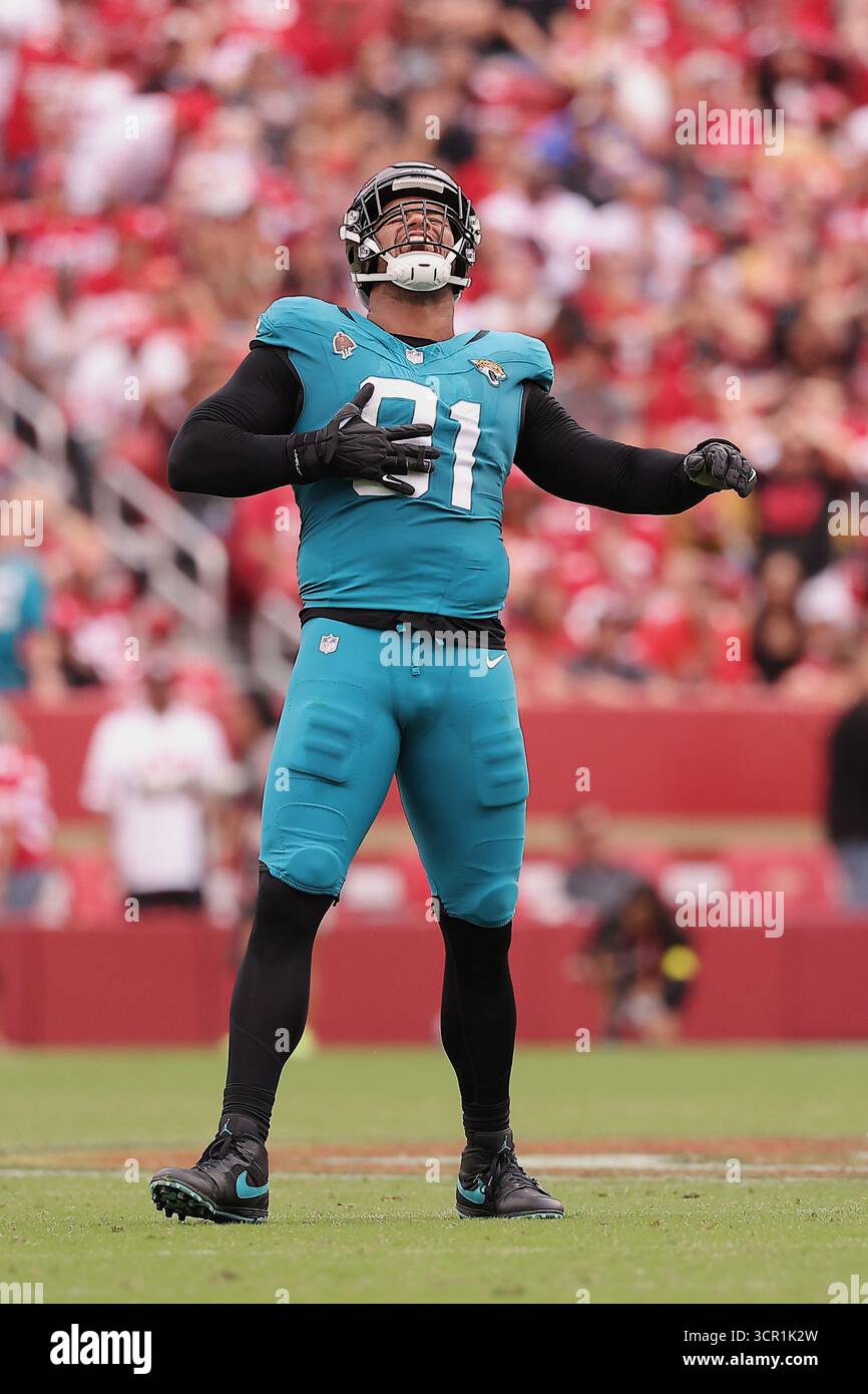 Jacksonville Jaguars defensive tackle Arik Armstead (91) celebrates ...