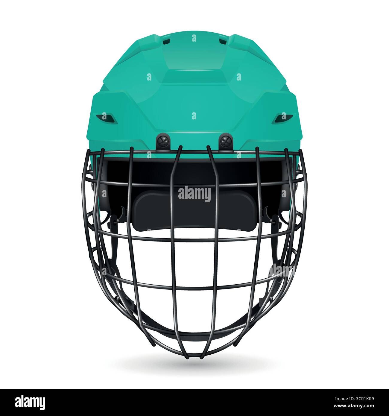 Vector 3d Realistic Teal Hockey Helmet with Cage Front View. Protective ...