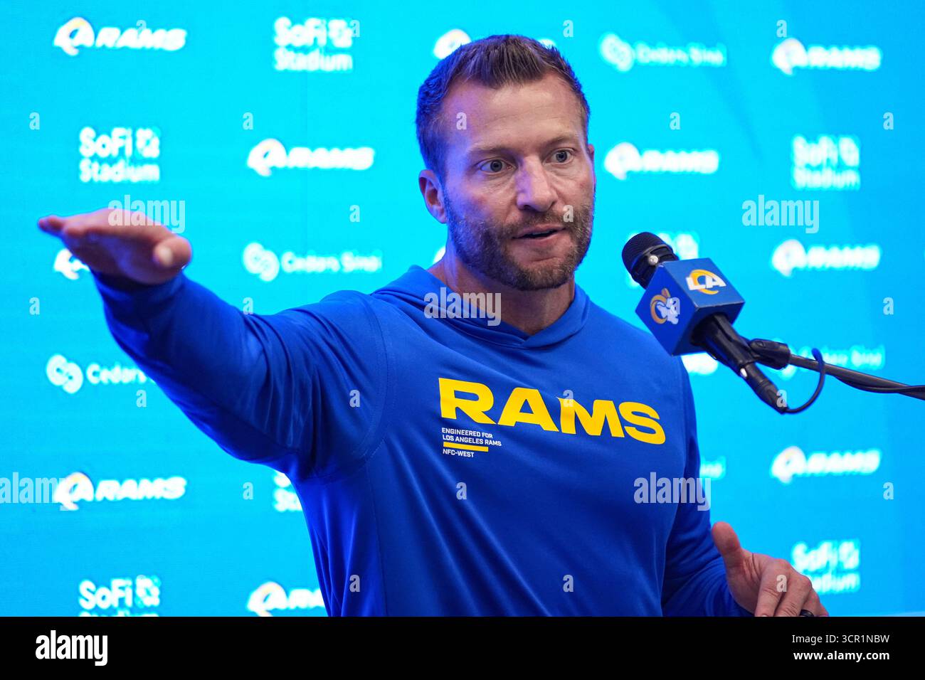 Los Angeles Rams head coach Sean McVay speaks during a press conference ...