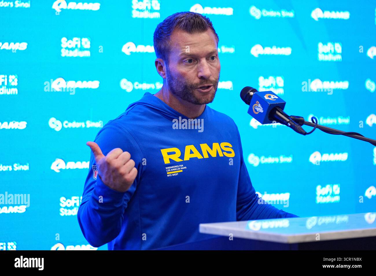 Los Angeles Rams head coach Sean McVay speaks during a press conference ...