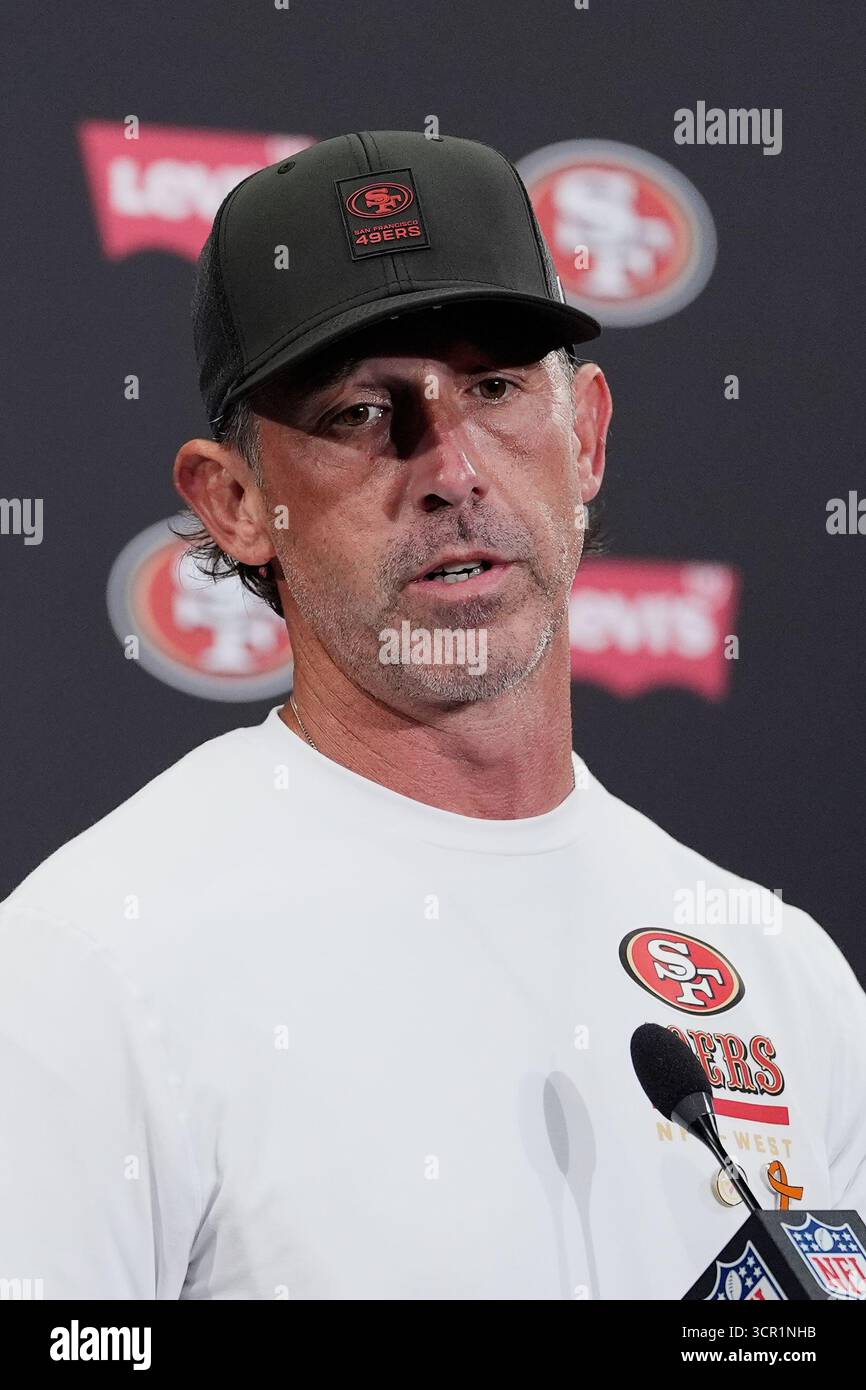 San Francisco 49ers head coach Kyle Shanahan speaks at a news ...