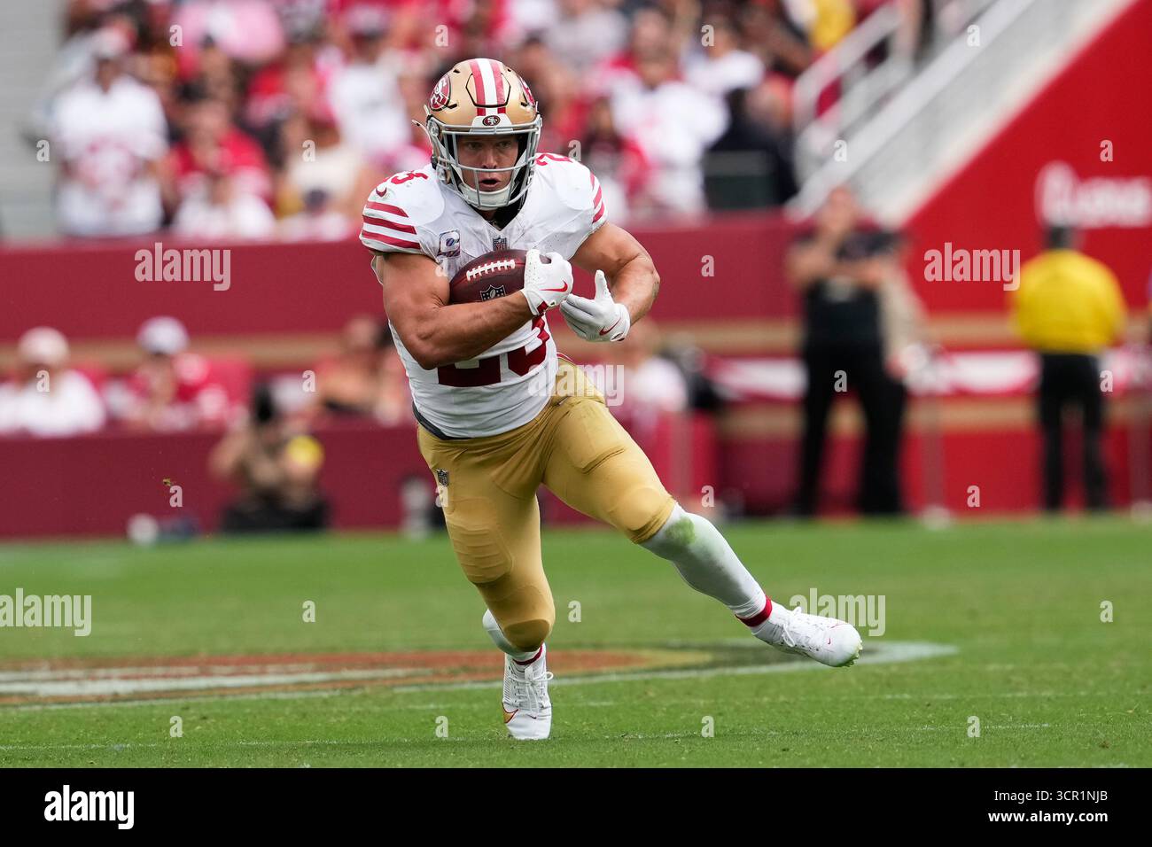 San Francisco 49ers running back Christian McCaffrey runs against the ...