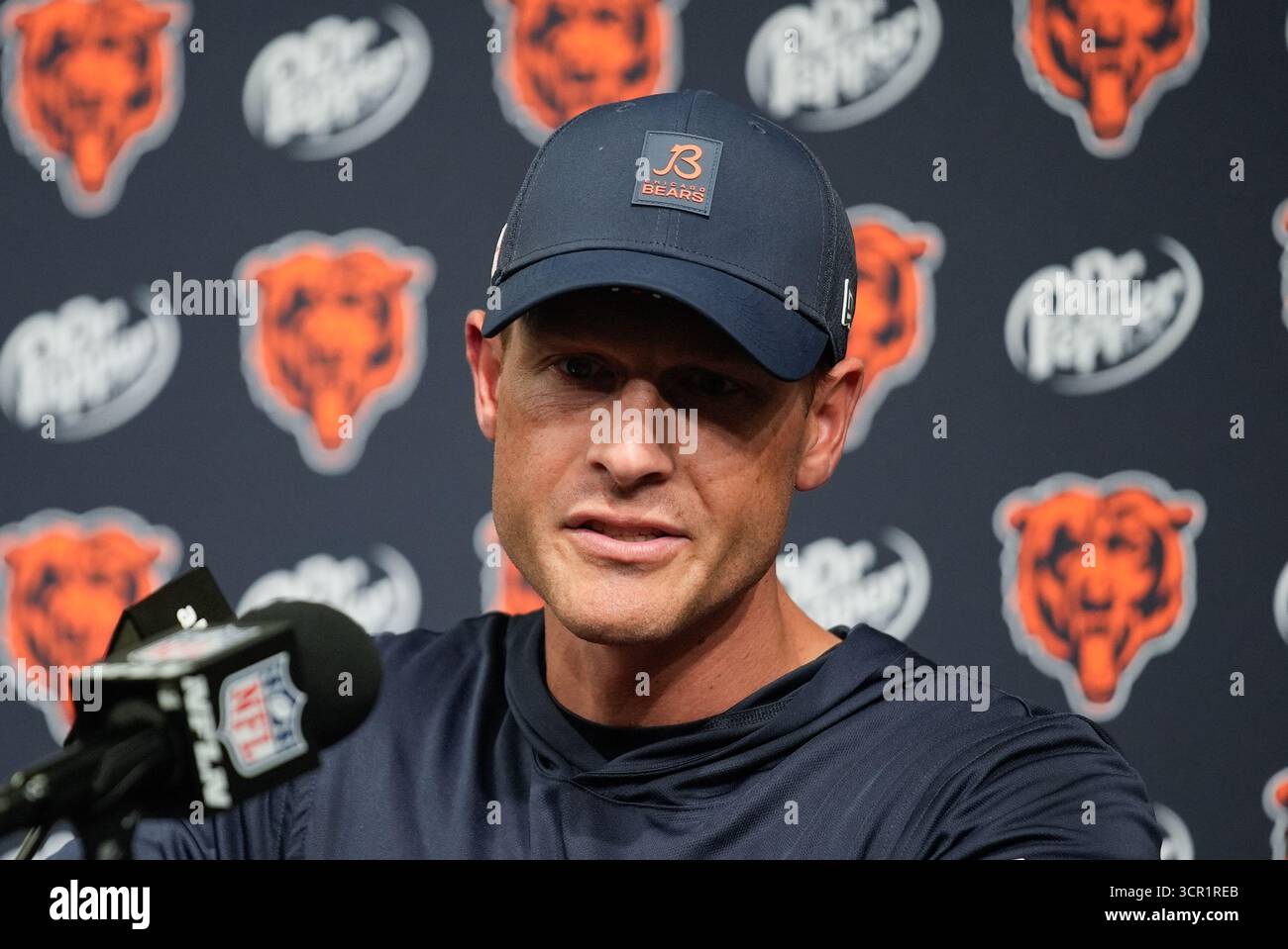 Chicago Bears head coach Ben Johnson speaks during a news conference ...