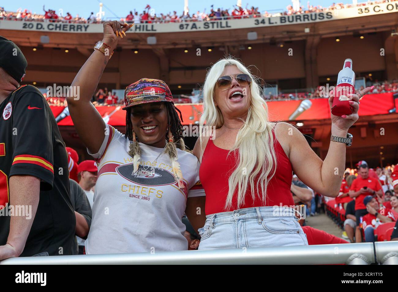 September 28, 2025: Kansas City Chiefs fans pose for a photo during the ...