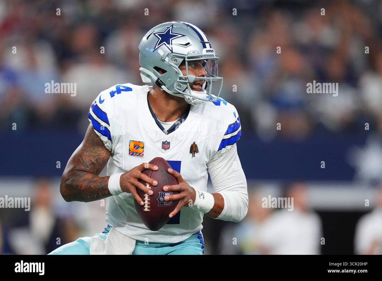 Dallas Cowboys quarterback Dak Prescott drops back to pass in the first ...