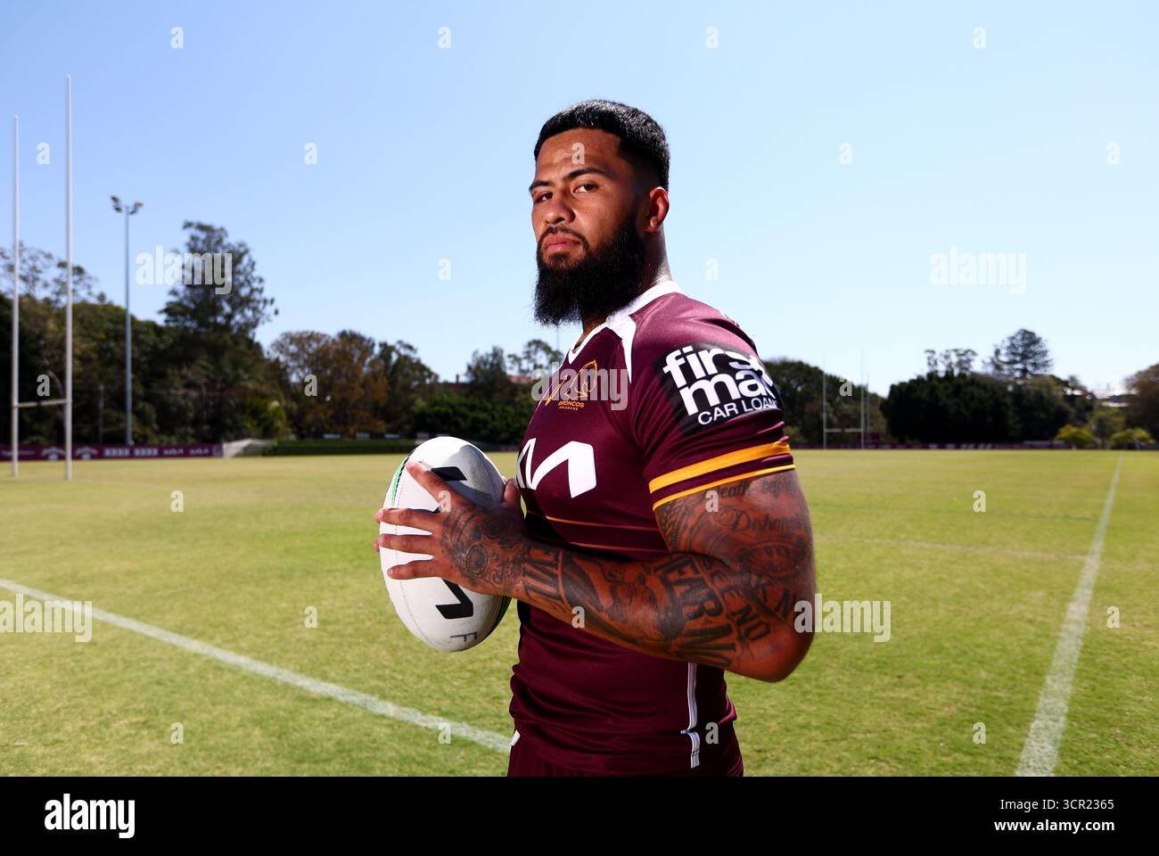 Payne Haas poses for a picture during an NRL Broncos Media Session at ...