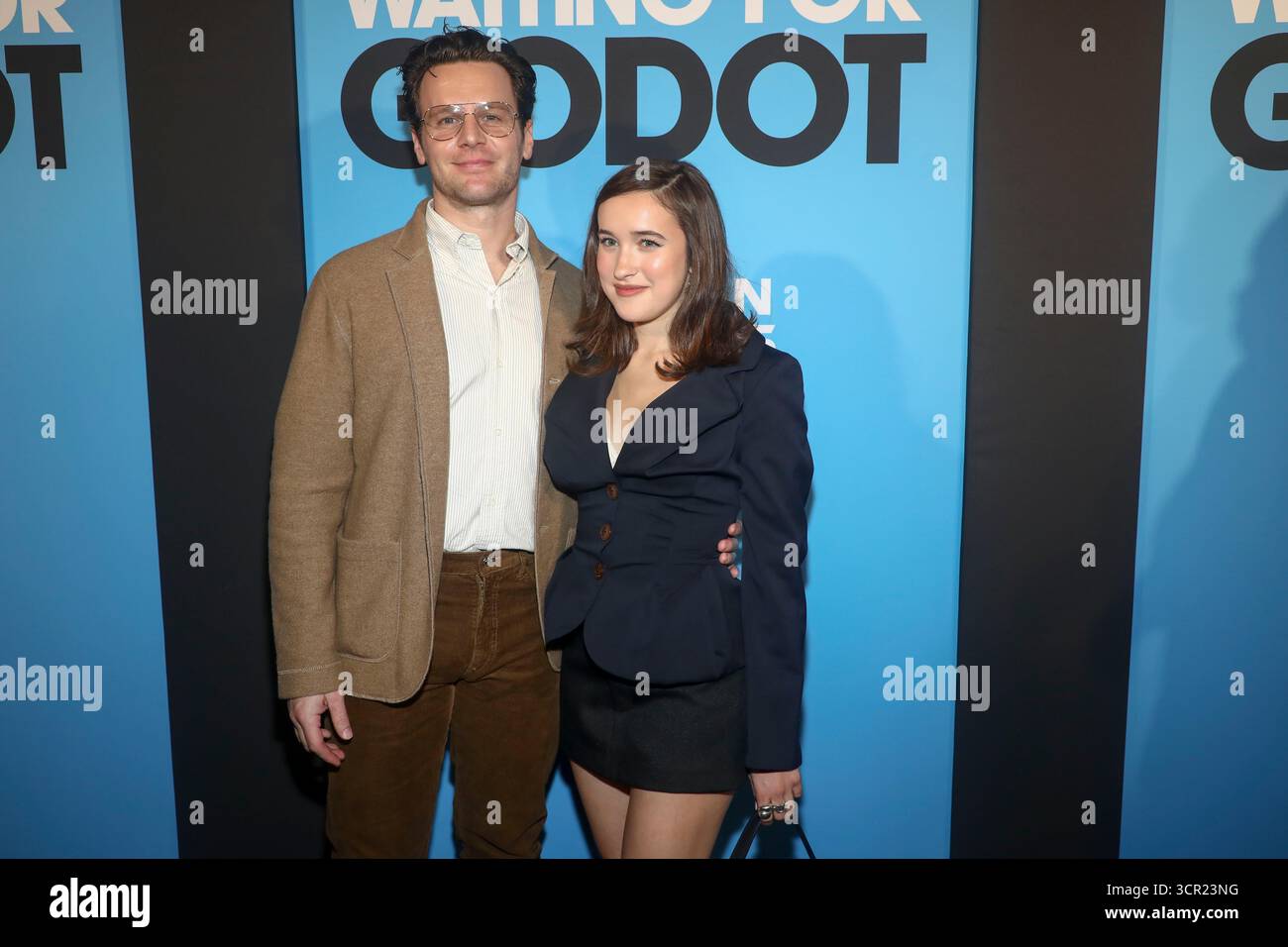 Actors Jonathan Groff, left, and Gracie Lawrence attend "Waiting for ...