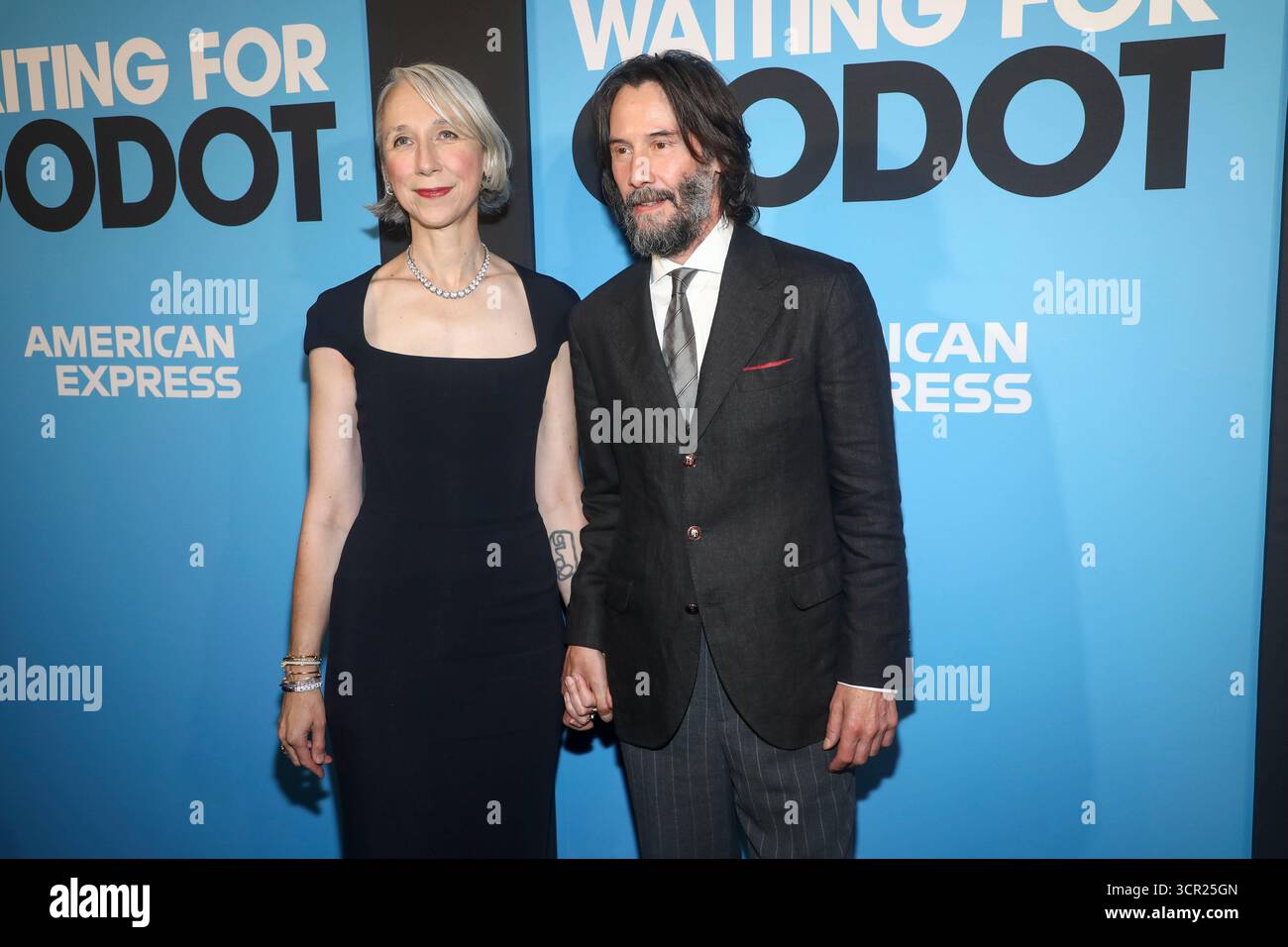 Artist Alexandra Grant, left, and actor Keanu Reeves attend "Waiting ...